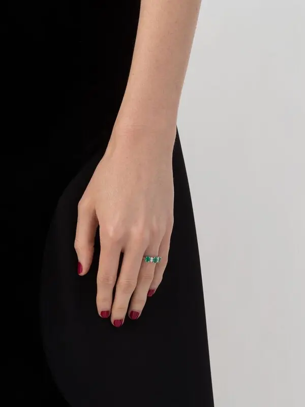 LEO PIZZO 18kt White Gold Diamond And Emerald Eternity Ring