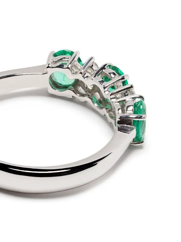 LEO PIZZO 18kt White Gold Diamond And Emerald Eternity Ring