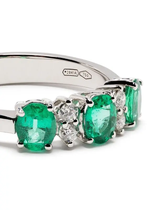 LEO PIZZO 18kt White Gold Diamond And Emerald Eternity Ring