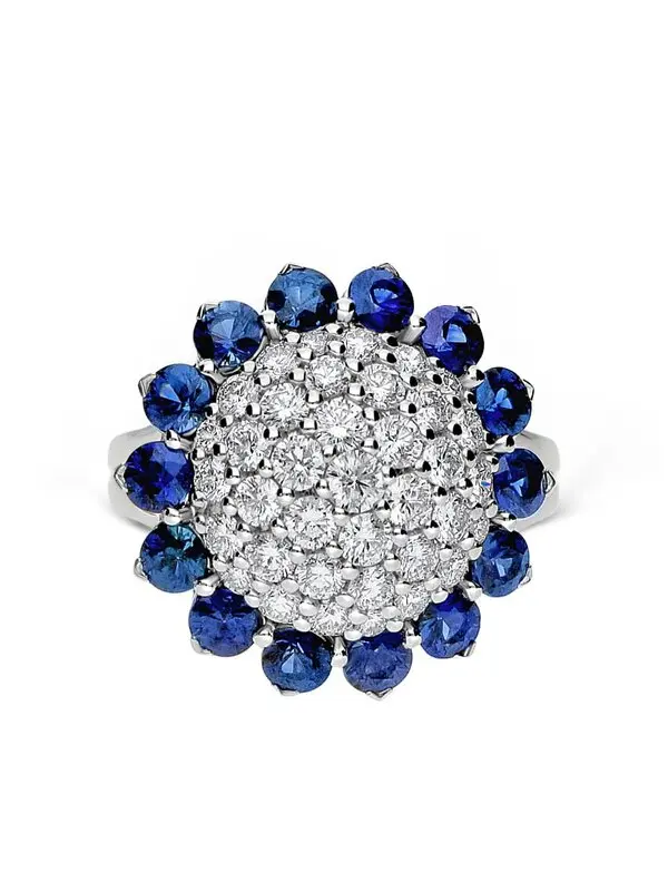 LEO PIZZO 18kt White Gold Diamond And Sapphire Ring - Silver