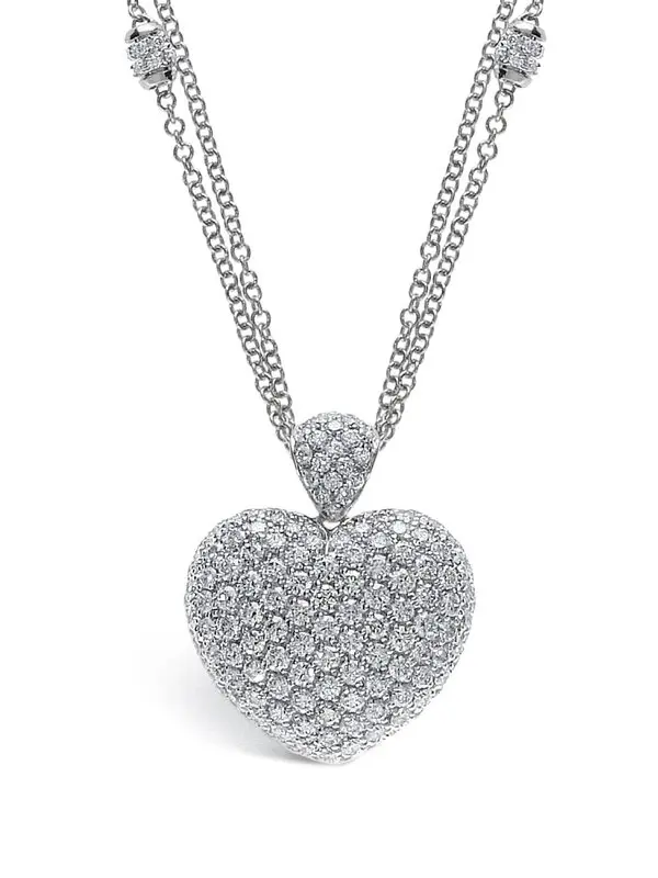 LEO PIZZO 18kt White Gold Diamond Amore Necklace - Silver