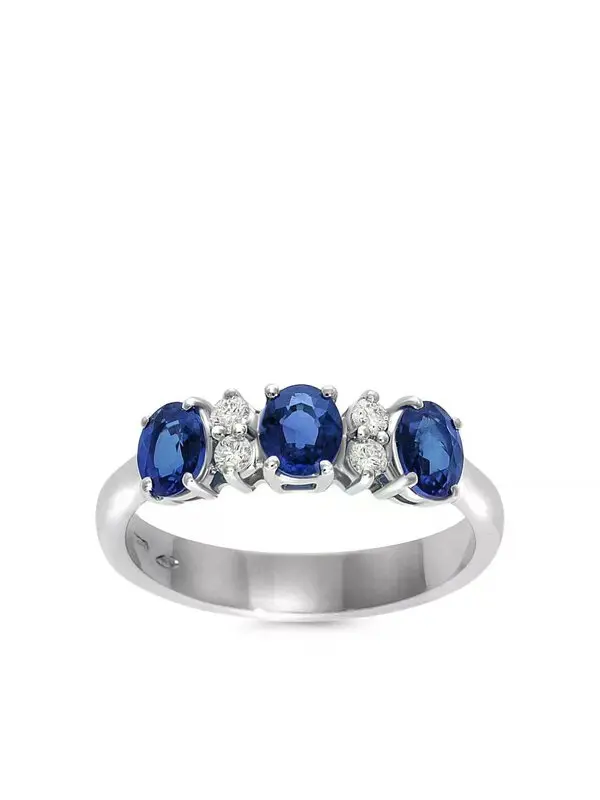 LEO PIZZO 18k White Gold Diamond And Sapphire Eternity Ring - Silver
