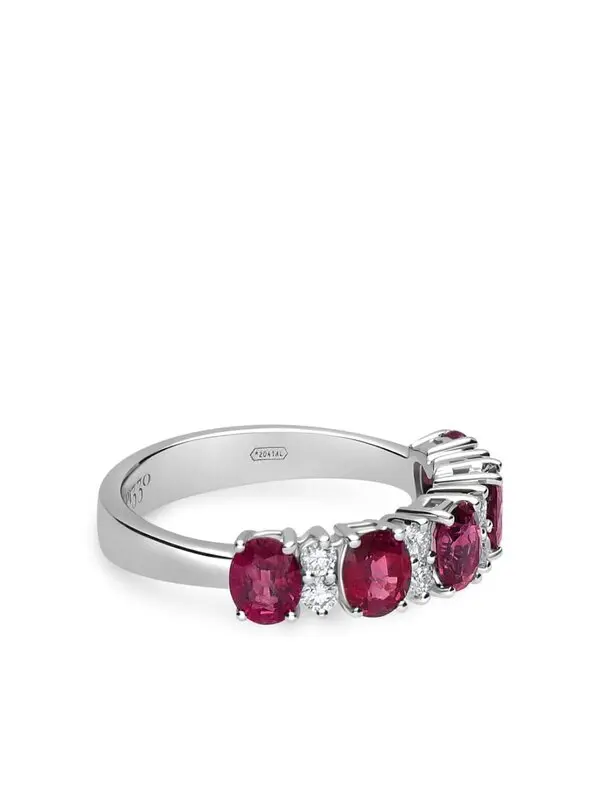 LEO PIZZO 18kt White Gold Diamond And Ruby Eternity Ring