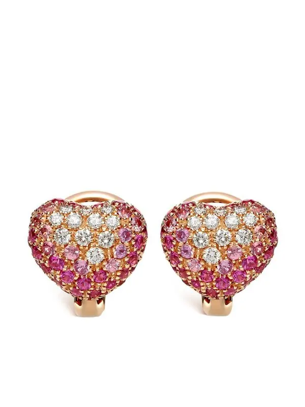 LEO PIZZO 18kt Rose Gold Diamond And Sapphire Earrings - Pink