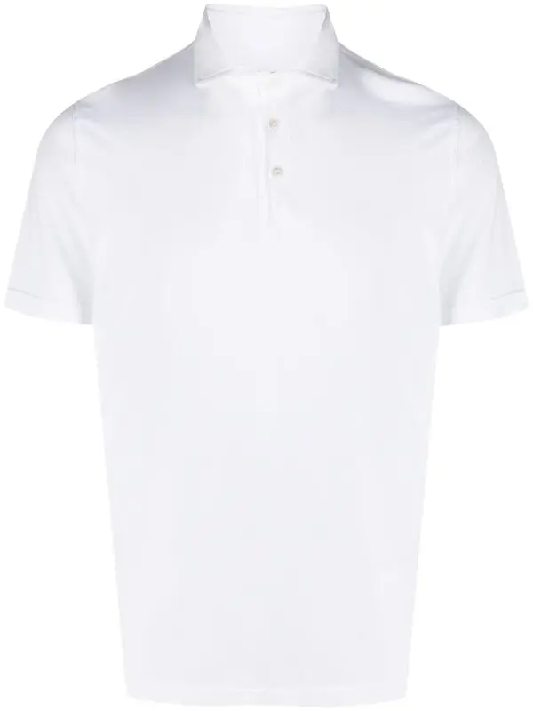 Fedeli Short-sleeved Cotton Polo Shirt - White