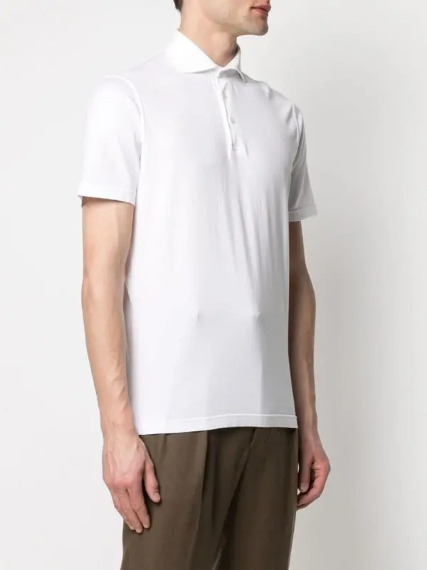 Fedeli Short-sleeved Cotton Polo Shirt - White