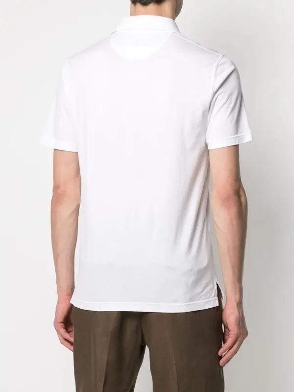 Fedeli Short-sleeved Cotton Polo Shirt - White