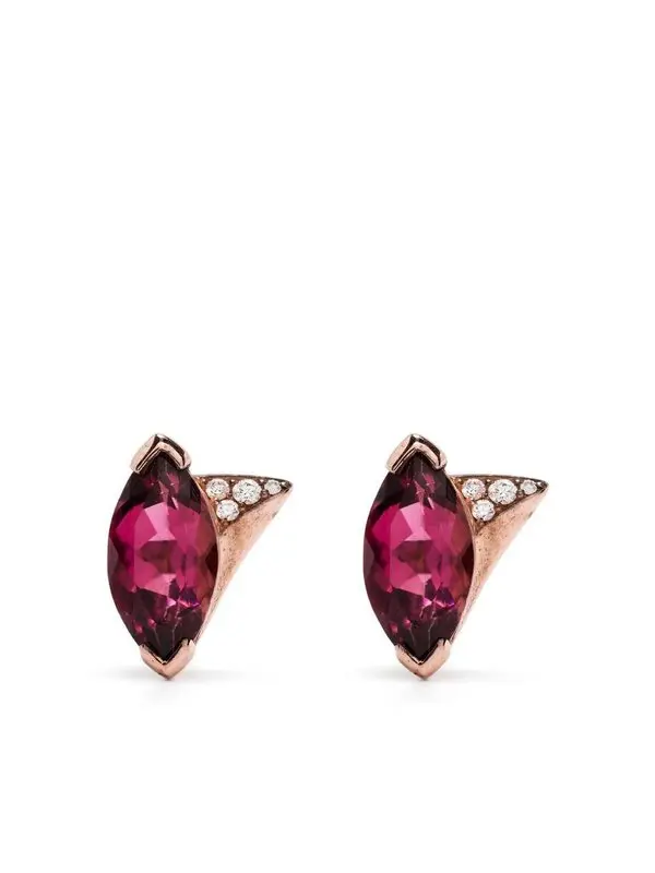 SHAUN LEANE 18kt Rose Gold Tourmaline And Diamond Earrings - Pink