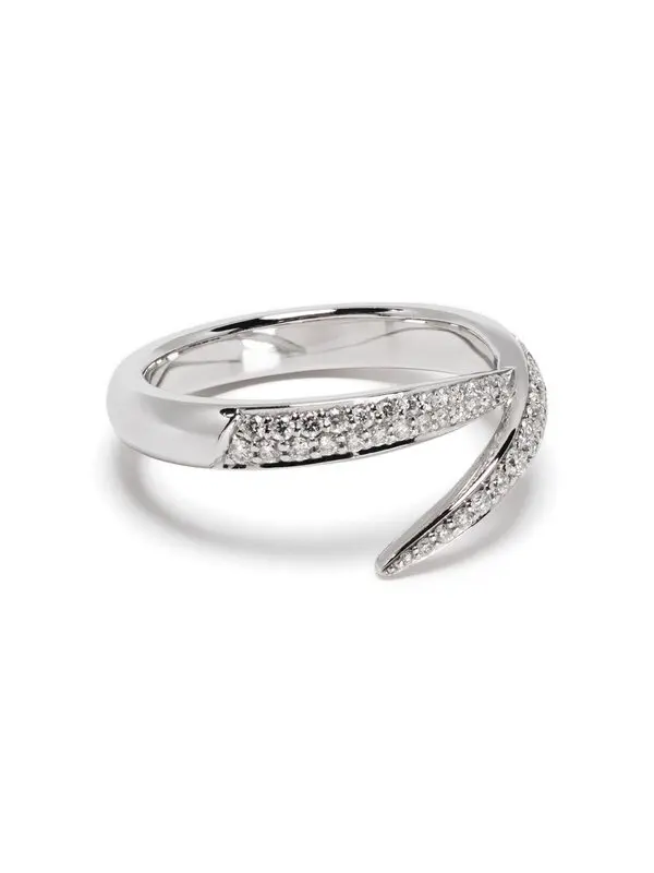 SHAUN LEANE 18kt White Gold Diamond Interlock Ring - Silver