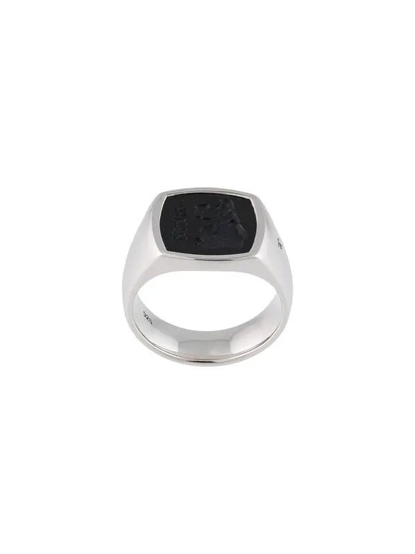 Tom Wood Sterling Athena Cushion Onyx Ring - Silver
