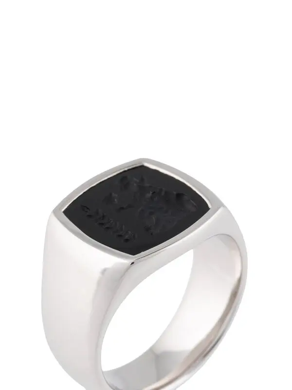 Tom Wood Sterling Athena Cushion Onyx Ring - Silver