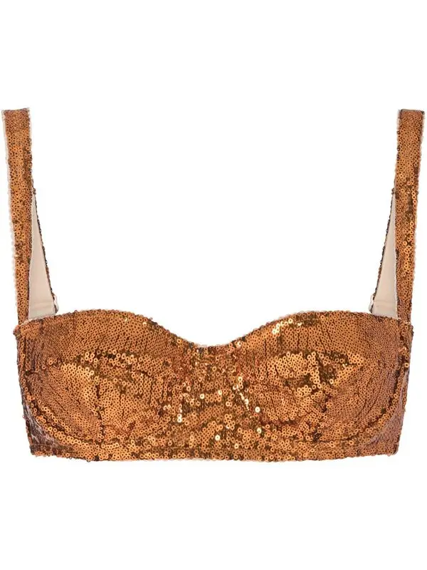 Dolce & Gabbana Sequin-embellished Balcony Bra - Orange