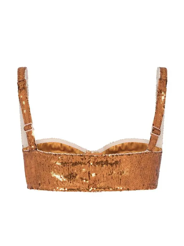 Dolce & Gabbana Sequin-embellished Balcony Bra - Orange