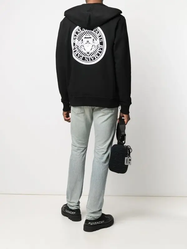 Balmain Logo-print Zip-up Hoodie