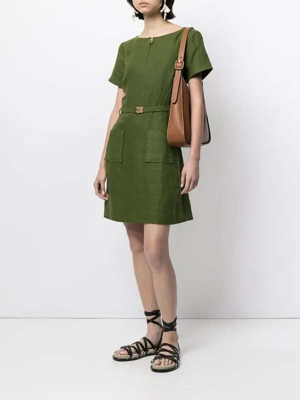 Tory Burch Nadia Linen Short Dress In Green - 20% Off | Editorialist