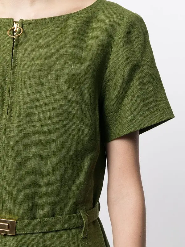 Tory Burch Nadia Linen Short Dress In Green - 20% Off | Editorialist
