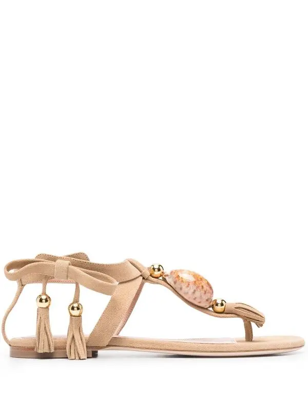 Alberta Ferretti Suede Tassel Sandals