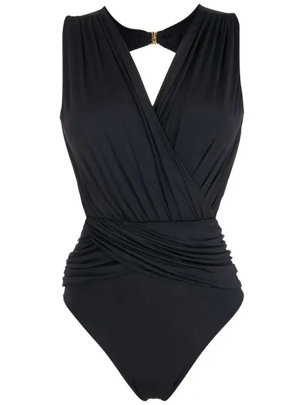 BRIGITTE Panelled Wrap One-piece Swimsuit - Black