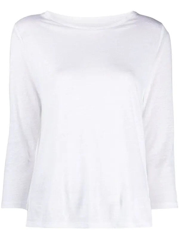 Majestic Filatures Wide-neck Three-quarter Sleeve T-shirt - White