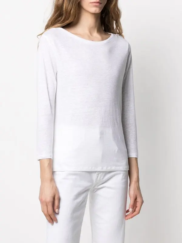 Majestic Filatures Wide-neck Three-quarter Sleeves T-shirt - White