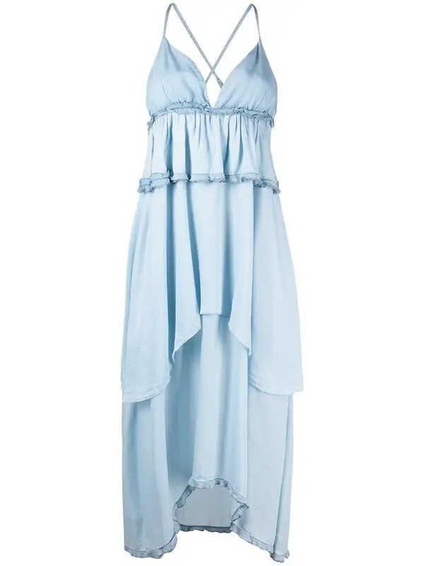 Pinko Agatha Ruffled Tiered Midi Dress - Blue