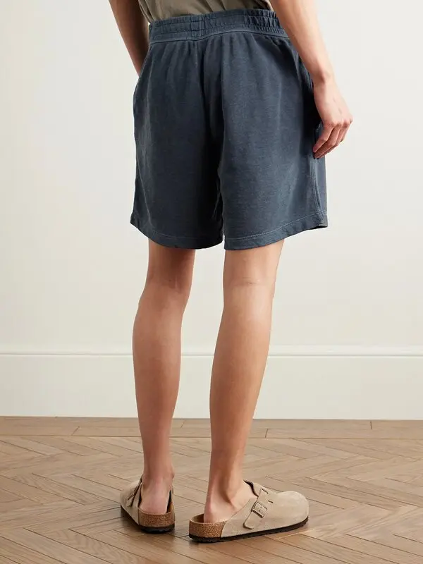 JAMES PERSE Straight-leg Mélange Cotton-jersey Drawstring Shorts - Blue