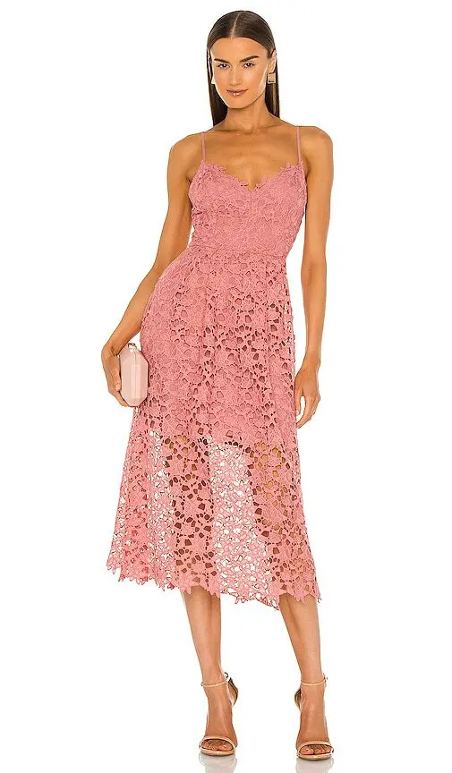 Astr The Label Lace A-line Midi Dress In Mauve