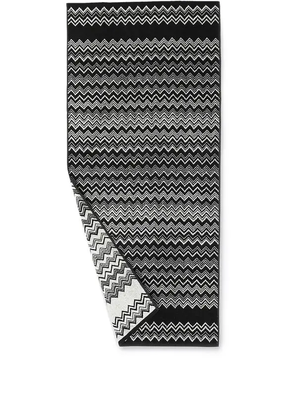 Missoni Keith Chevron Print Bath Towel - Black