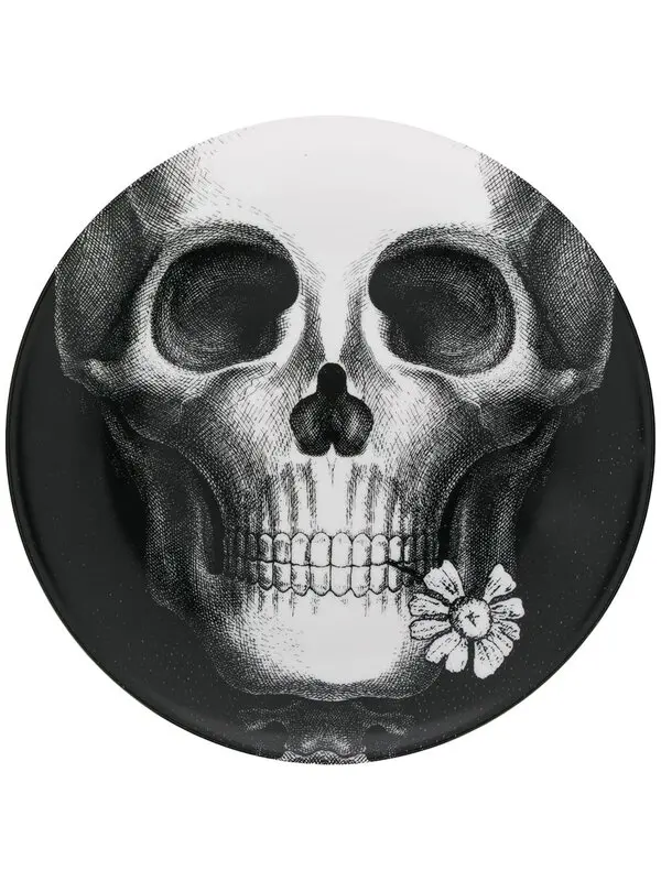 FORNASETTI Skull Portrait Plate - Black
