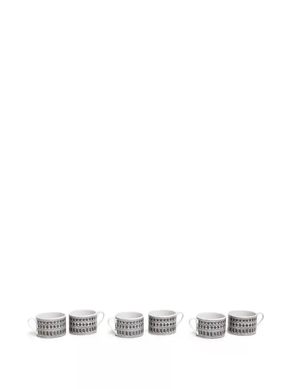 FORNASETTI Architettura Cup And Saucers - Black
