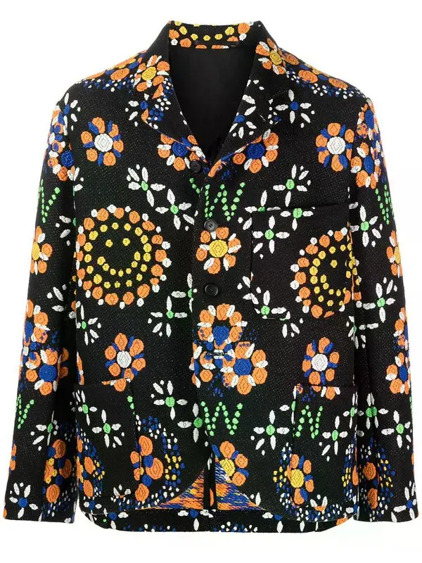 WALTER VAN BEIRENDONCK Embroidered Boxy Blazer - Black