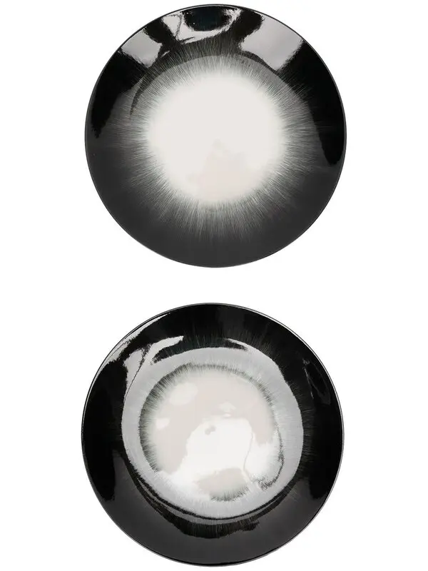 ANN DEMEULEMEESTER X SERAX Set Of Two-tone Porcelain Plates - Black