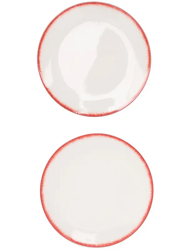 ANN DEMEULEMEESTER X SERAX Set Of Two Porcelain Contrast Rim Plates - White
