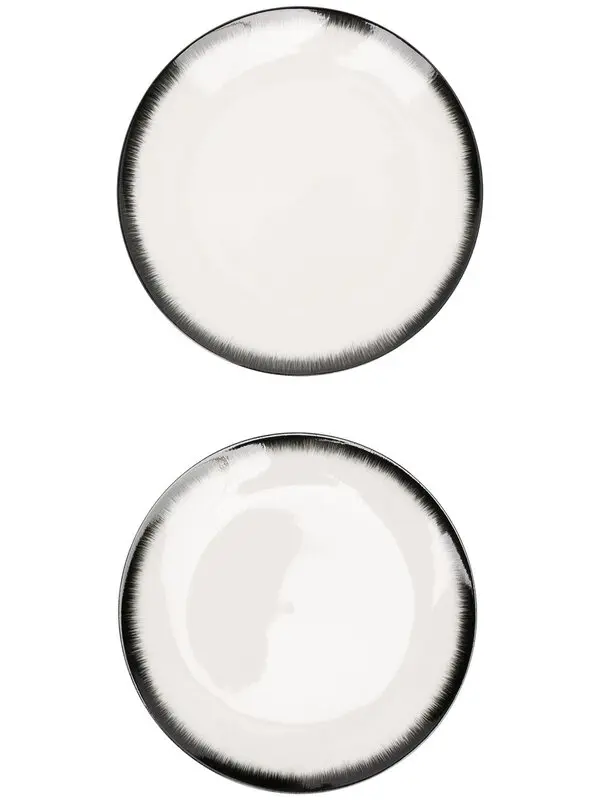 ANN DEMEULEMEESTER Shadow-paint Porcelain Pair Of Plates - White