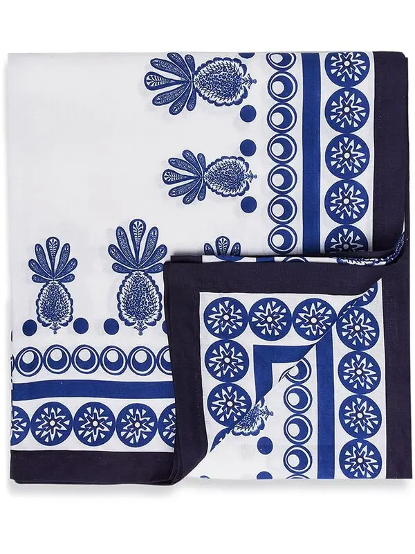 La DoubleJ Geometric Print Tablecloth - White