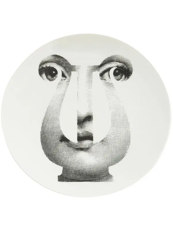 FORNASETTI Music Stand Face Printed Plate - White
