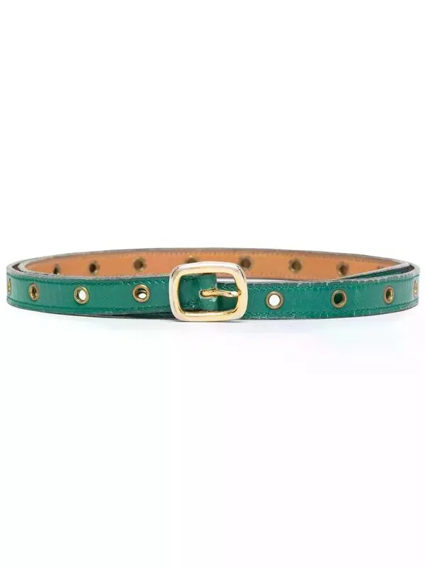Hermès 1990s Skinny Buckled Belt - Green