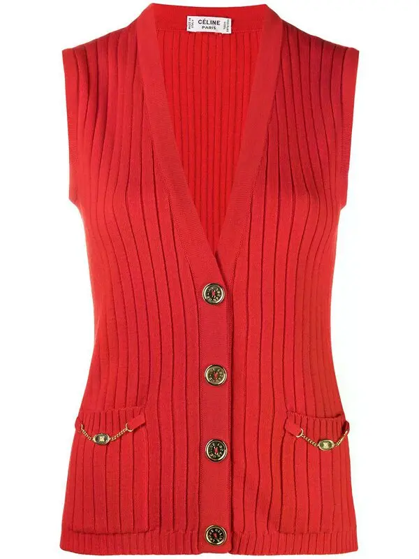 Celine 1980s Ribbed Knit Vest