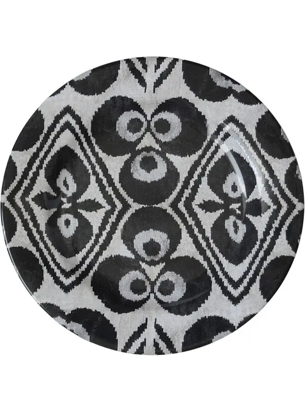 LES-OTTOMANS Ikat Ceramic Plate - White