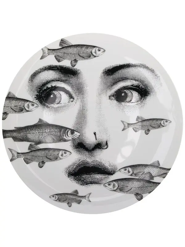 FORNASETTI Illustrated Plate - White