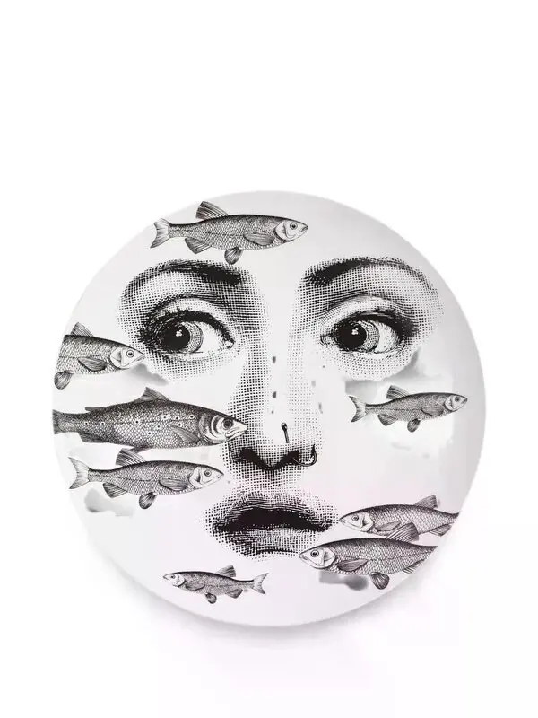 FORNASETTI Tema E Variazioni N.392 Illustrated Decorative Plate - White