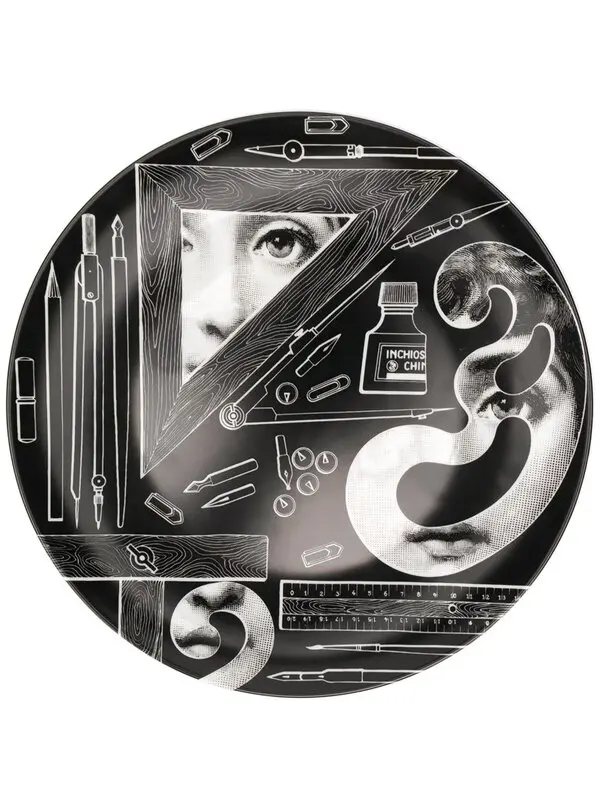 FORNASETTI Portrait Print Plate - Black