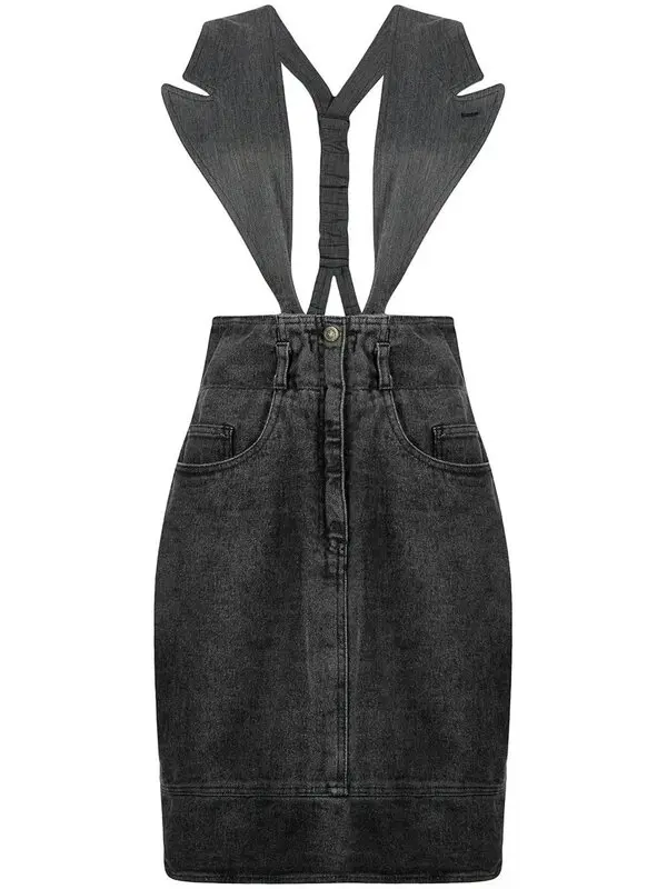Moschino 1990s Detachable Lapels Denim Skirt - Grey