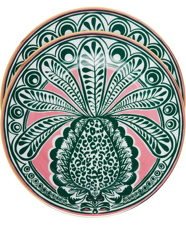 La DoubleJ Pineapple Fuxia Dessert Plates - Pink