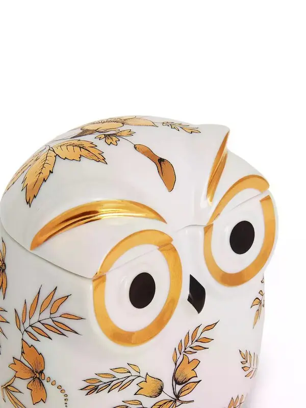 FORNASETTI Floral Owl-motif Jar - White