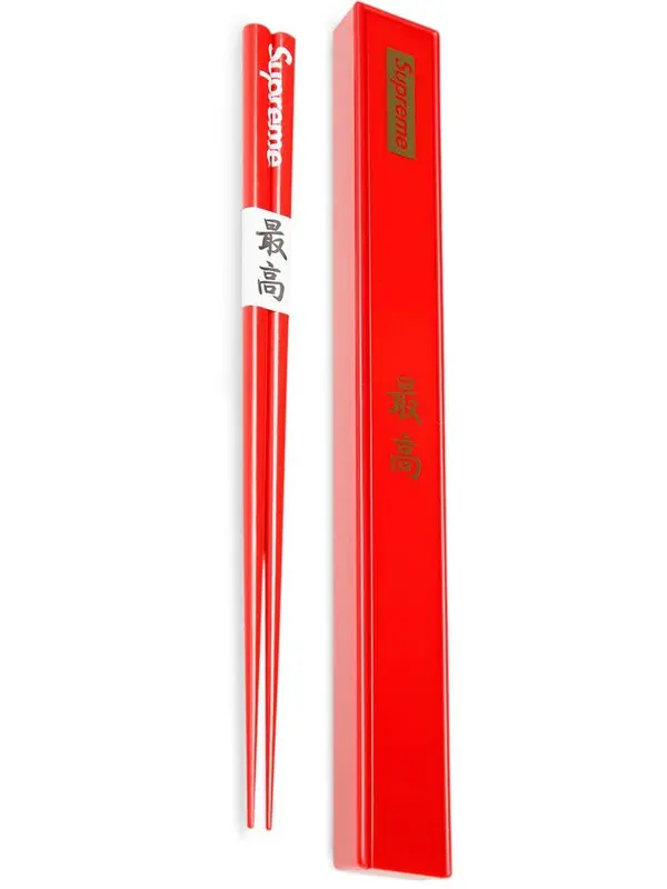 Supreme Logo-Print Chopsticks - Red | Editorialist