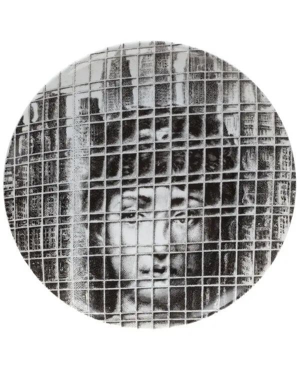 FORNASETTI Cage Print Plate - Black
