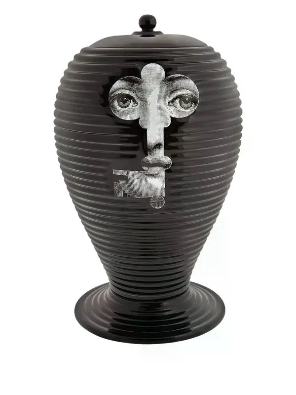 FORNASETTI Rigato Serratura Vase - Black