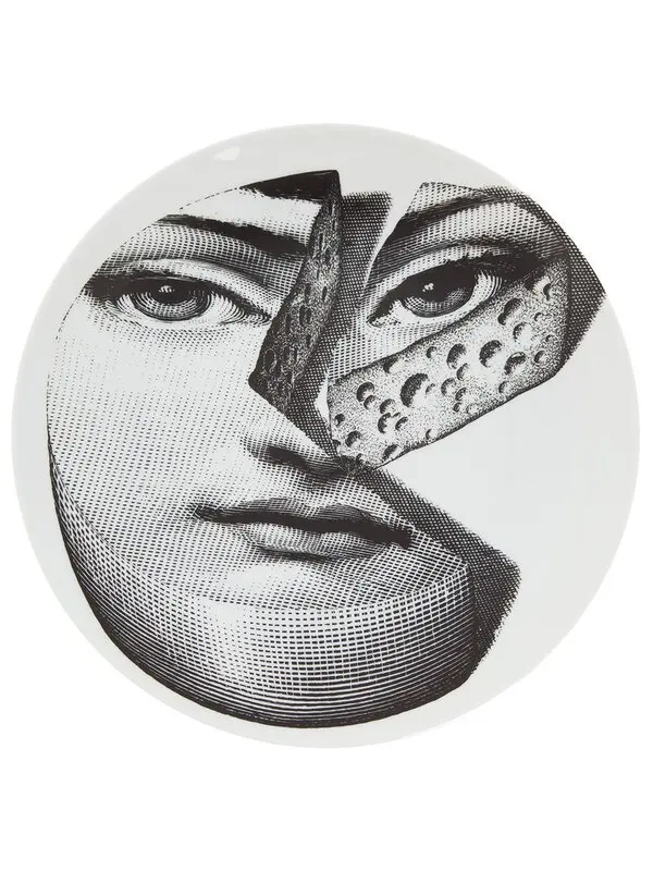 FORNASETTI Printed China Plate - White