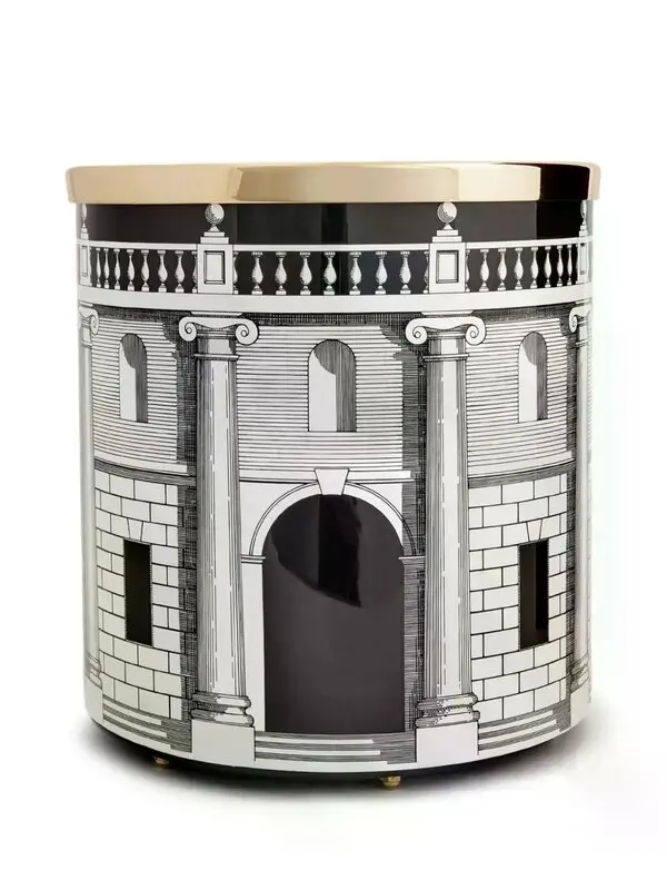 FORNASETTI Castle-print Paper Basket - Black